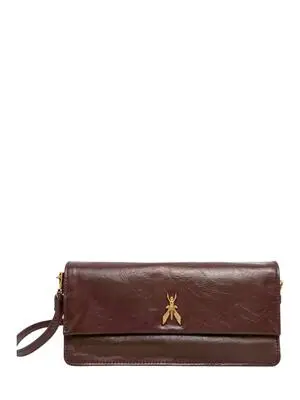 Patrizia Pepe Fly Logo Calf Leather Clutch Bag - Brown