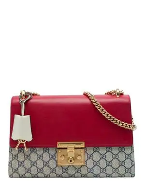 Gucci Gucci GG Supreme Padlock Shoulder Bag Red