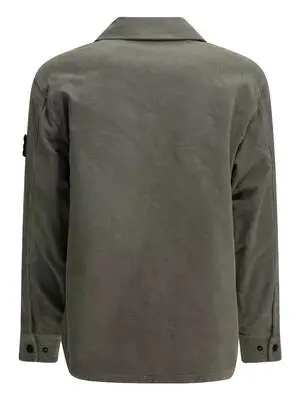 Stone Island Logo-patch Chest-pocket Shirt - Grey