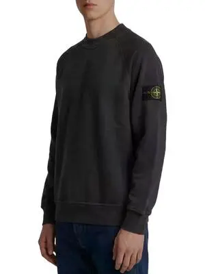 Stone Island Logo Patch Crewneck Sweatshirt - Black