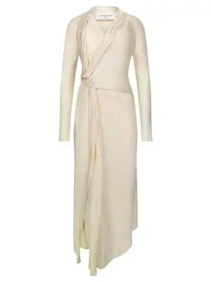 Victoria Beckham Lea Knotted-detail Midi Dress - Neutrals