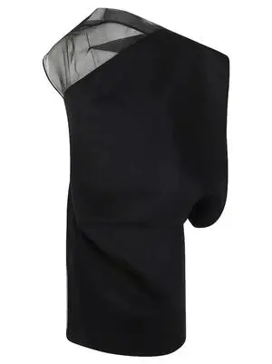 Max Mara Sheer Panel Draped Mini Dress - Black