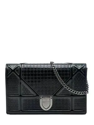 Dior Microcannage Diorama Wallet On Chain Crossbody Bag - Black