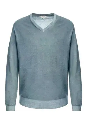 Malo V-neck Fine Knit Sweater - Blue