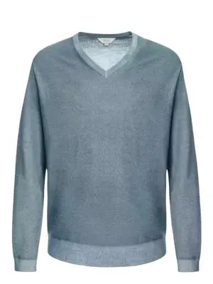 Malo MALO V-Neck Fine Knit Sweater Blue