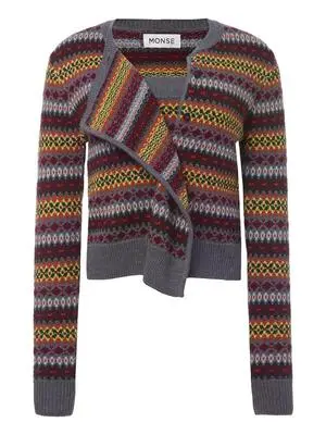 Monse Fair Isle Cascade Cardigan Set - Grey