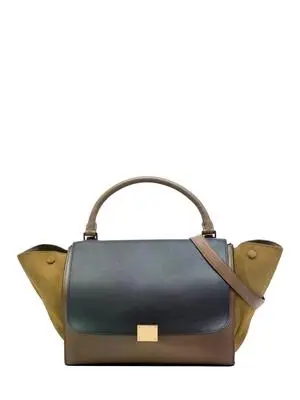 Celine Medium Tricolor Calfskin And Suede Satchel - Brown