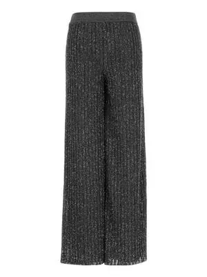 Missoni Missoni Sequin-Embellished Ribbed-Knit Trousers Grey