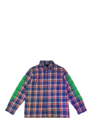 Chrome Hearts Plaid Flannel Shirt Jacket - Blue