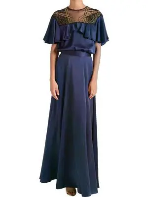 TEMPERLEY LONDON Amerie Pleated Maxi Skirt - Blue