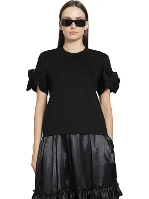 Noir Kei Ninomiya Short Sleeve T-shirt With Bow Detail - Black