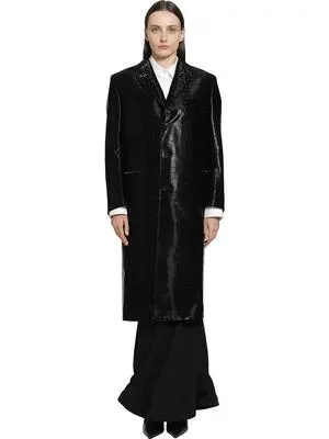 Junya Watanabe Embossed Leather Single-breasted Coat - Black