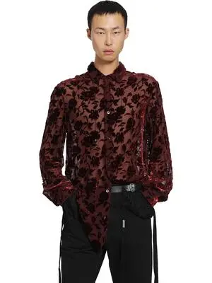 ANN DEMEULEMEESTER Andre Roses Dévoré Shirt - Red