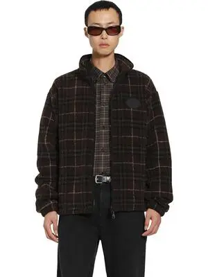 Burberry Check Wool Cashmere Fleece Zip-up Jacket - Brown