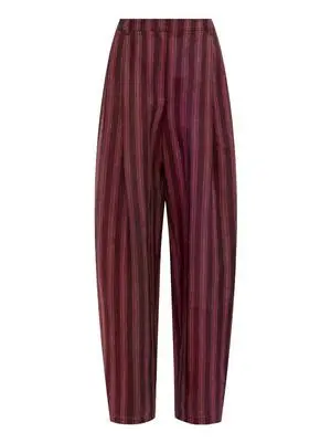 12 STOREEZ Sorbet Striped Linen Trousers - Red