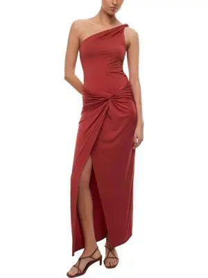 12 STOREEZ One-shoulder Draped Top - Red