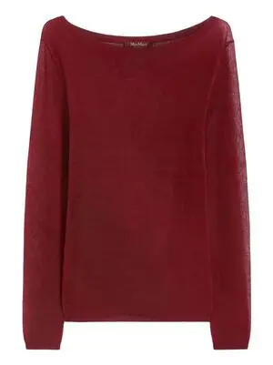 Max Mara Max Mara Boat Neck Long Sleeve Fine Knit Top Red