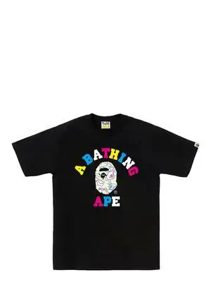 A BATHING APE Neon Camo College Logo T-shirt - Black