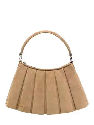 Lacoste Lenglen Pleated Suede Tote Bag Neutrals