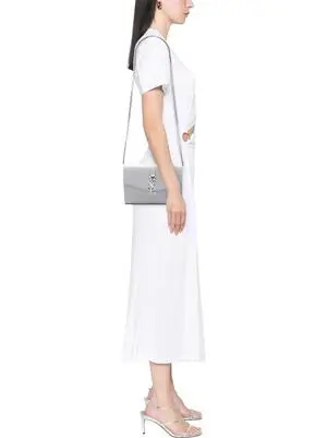 Saint Laurent Leather Monogram Wallet On Chain Bag - Grey