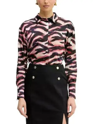 MORGAN Printed Buttoned Shirt - Black