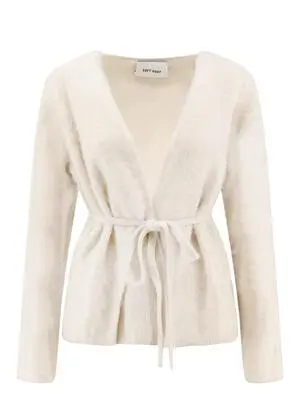 Soft Goat Cashmere Cardigan With Removable Waist Belt - Beige