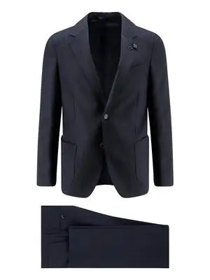 LARDINI Virgin Wool Suit With Pinstripe Pattern - Blue