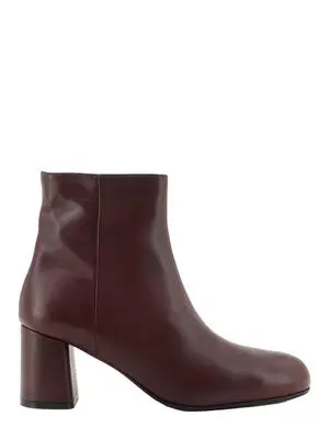 ATP ATELIER Leather Zip Up Block Heel Boots - Brown