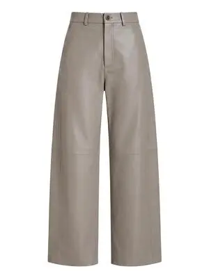 ALYSI 100% Leather Trousers - Grey