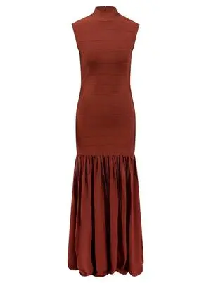 Retrofete RETROFETE Zosima High Neck Sleeveless Maxi Dress Brown