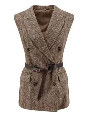 Brunello Cucinelli Virgin Wool Blend Vest - Brown