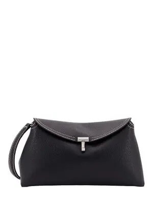 TOTEME TOTEME Leather Clutch With Contrasting Stitching Black