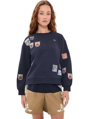 Sea Davis Patchwork Crewneck Sweatshirt - Navy