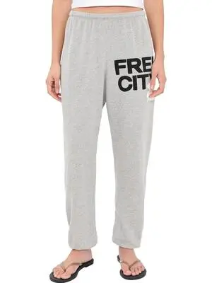 FREECITY Heather Sweatpants With Logo Lettering - Heathercreamy