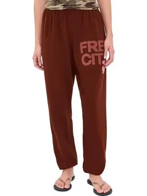 FREECITY Graphic Print Sweatpants - Rusty Rabbit