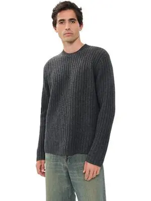 Helmut Lang Rustic Wool Rib Crew Sweater - Graphite