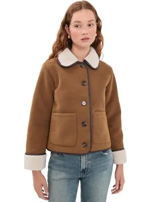 Barbour Penny Fleece Casual Jacket - Tan/ecru