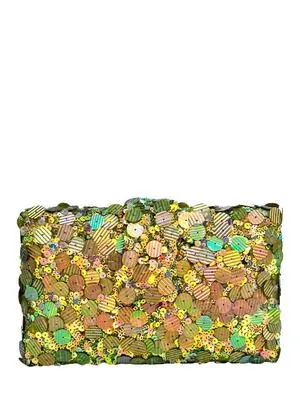 SIMITRI Green Iguana Kitsch Clutch Bag - Gold/green