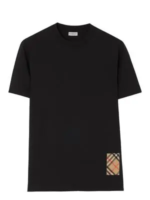 Burberry Cotton Check-patch T-shirt - Black