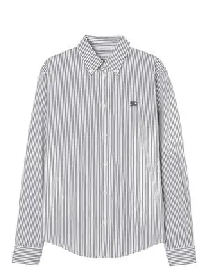 Burberry Stretch-cotton Stripe Ekd Shirt - Grey