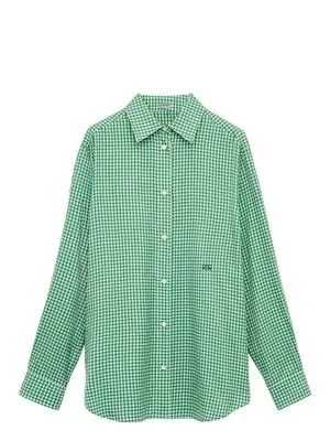 Loewe Silk-blend Gingham Shirt - Green