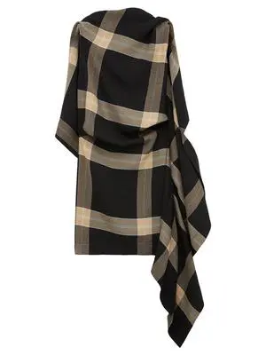 Loewe Asymmetrical Check Mini Dress - Black