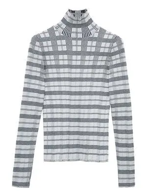Loewe Check Jacquard High-neck Top - White