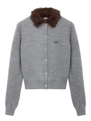 Loewe LOEWE Wool Cardigan With Brushed Collar Grey