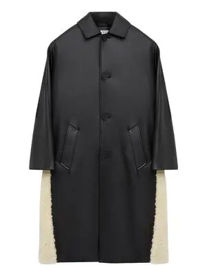 Loewe Nappa Lambskin Shearling-trim Coat - Black