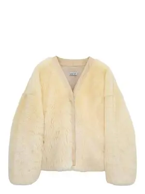 Loewe Shearling V-neck Cardigan - Yellow