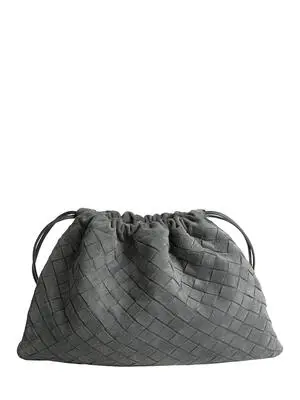 Bottega Veneta Bottega Veneta Suede Intrecciato Pouch Grey