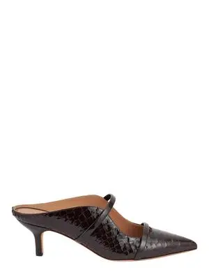 MALONE SOULIERS Embossed Leather Maureen Mules - Brown