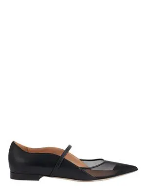 MALONE SOULIERS Leather And Mesh Maureen Arc Flats - Black