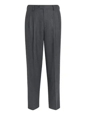 Auralee Wool Pleated Wide-leg Trousers - Grey